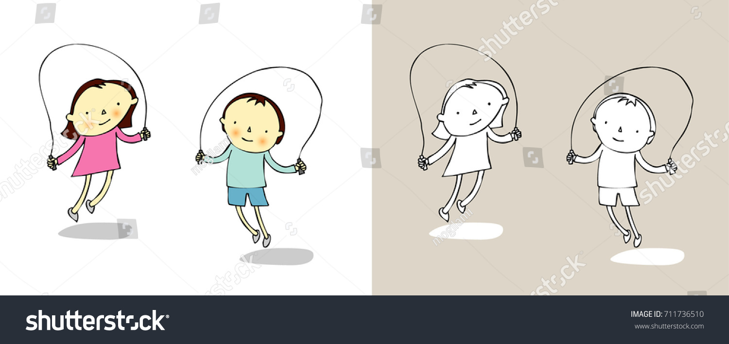 Children Skipping Rope Stock Vector (Royalty Free) 711736510 | Shutterstock
