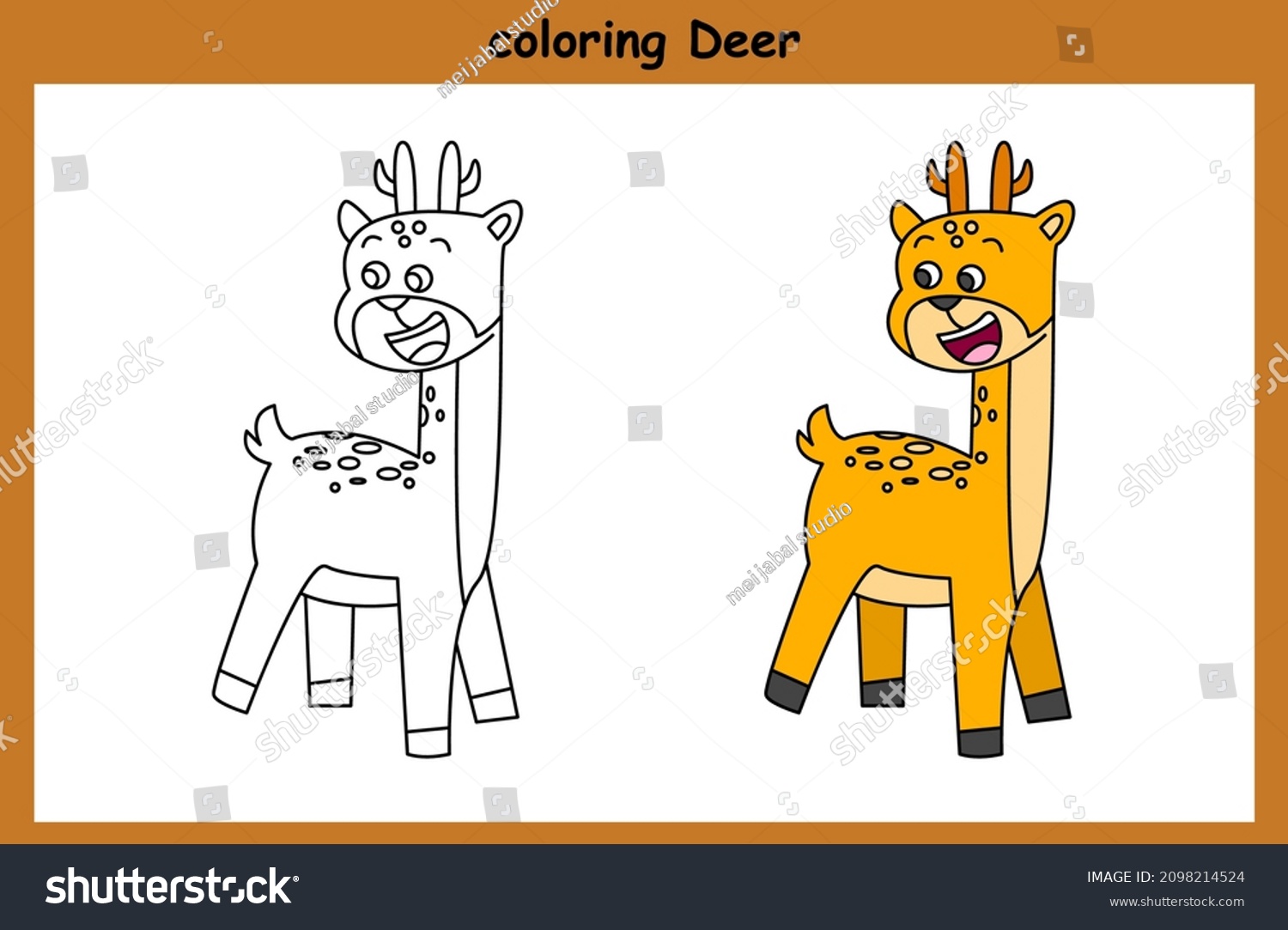 Children Trace Coloring Deer Stock Vector (Royalty Free) 2098214524 ...