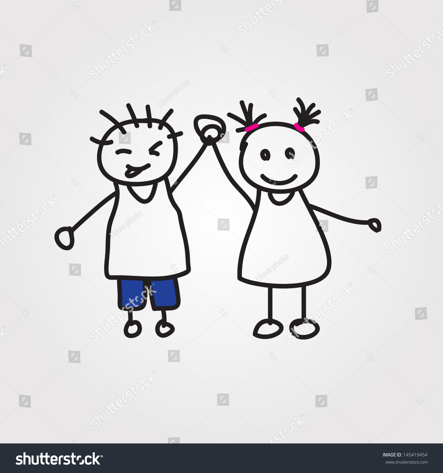 Vektor Stok Children Vector Hand Drawn (Tanpa Royalti) 145419454 ...