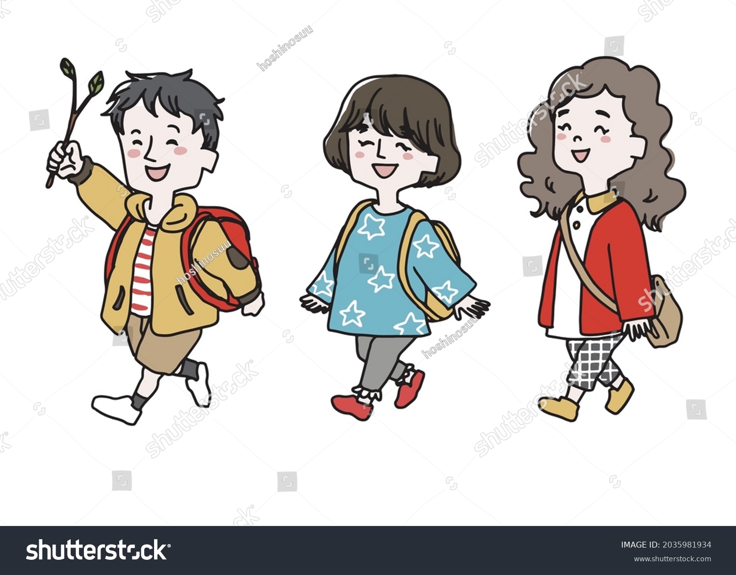 Children Walking Side By Side Stock Vector (Royalty Free) 2035981934 ...