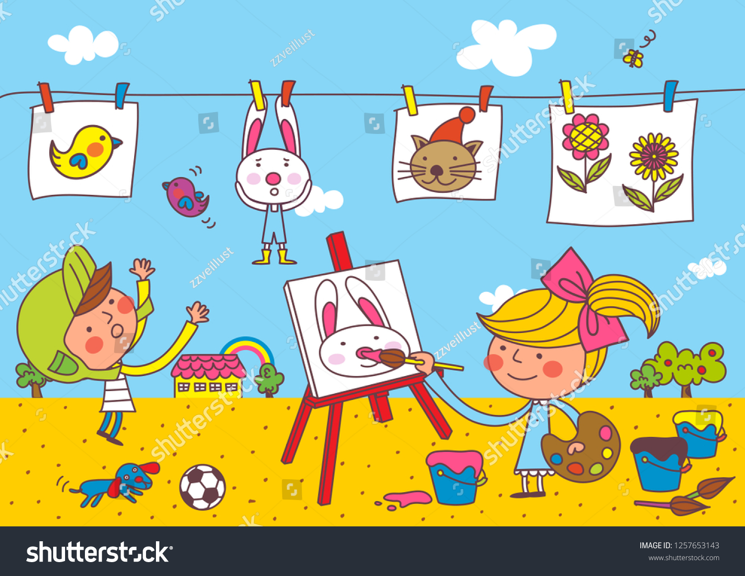 Children Who Draw Exceptions: เวกเตอร์สต็อก (ปลอดค่าลิขสิทธิ์ ...