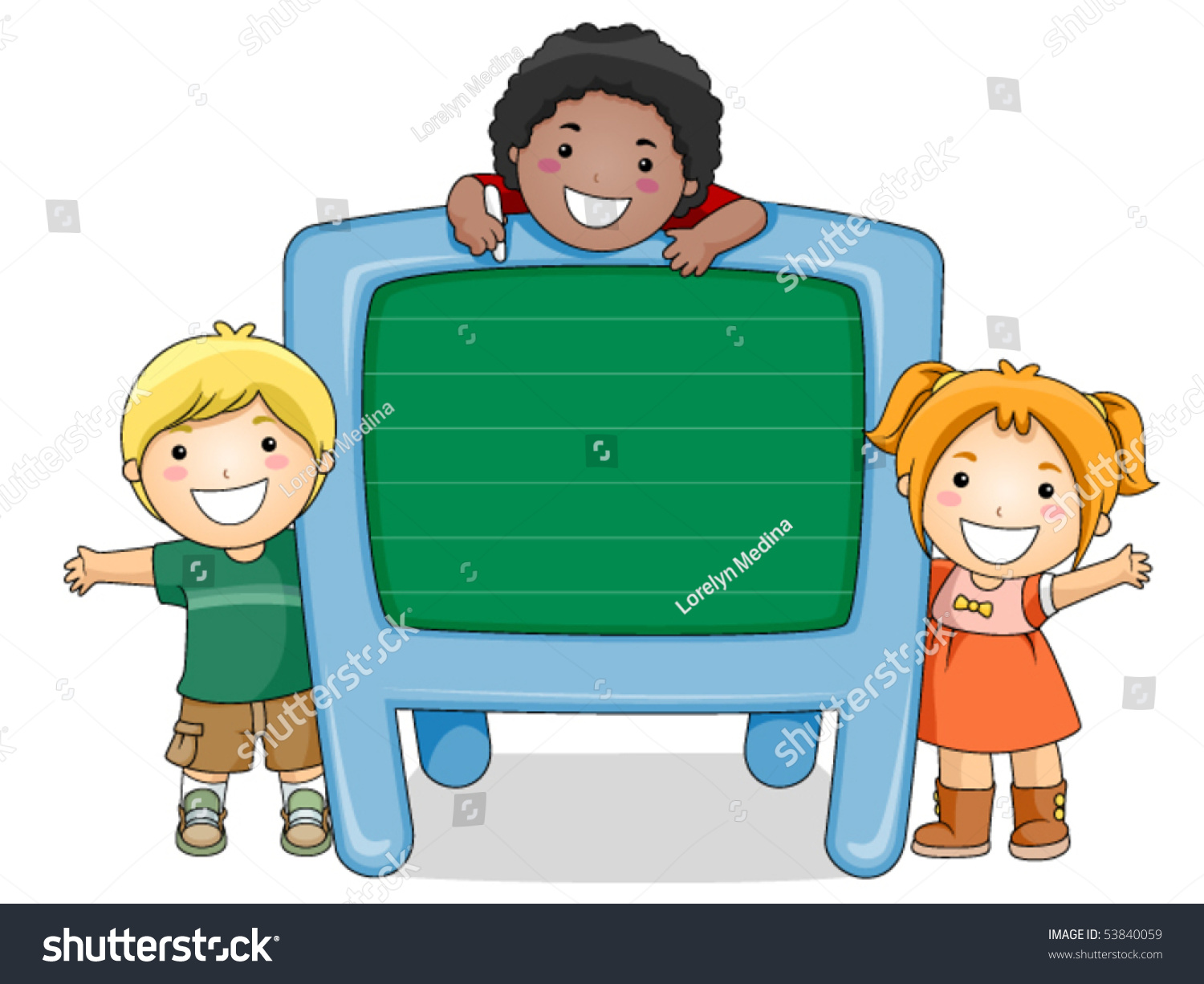Children With Chalkboard - Vector - 53840059 : Shutterstock