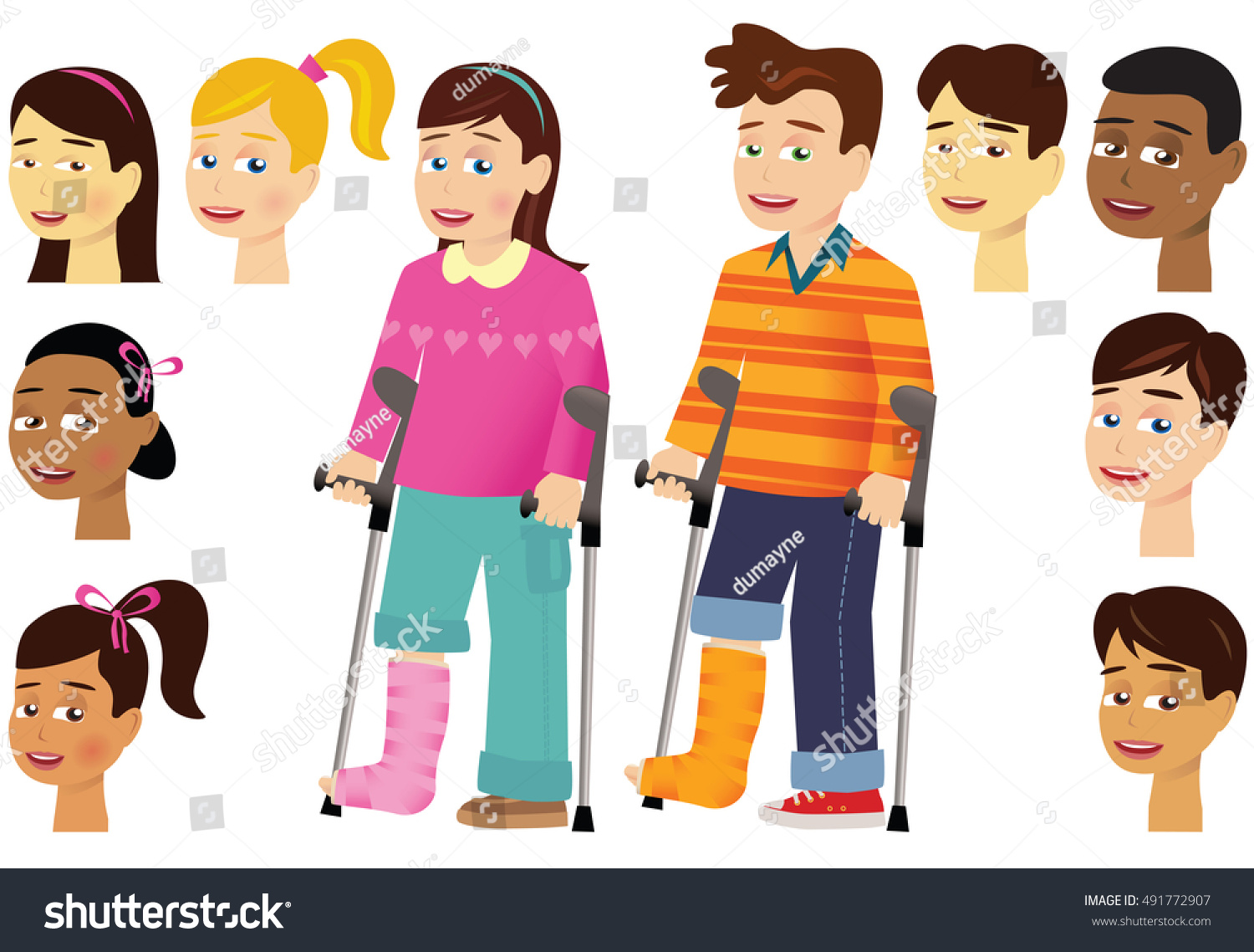 Children Leg Plaster Casts Stock Vector (Royalty Free) 491772907