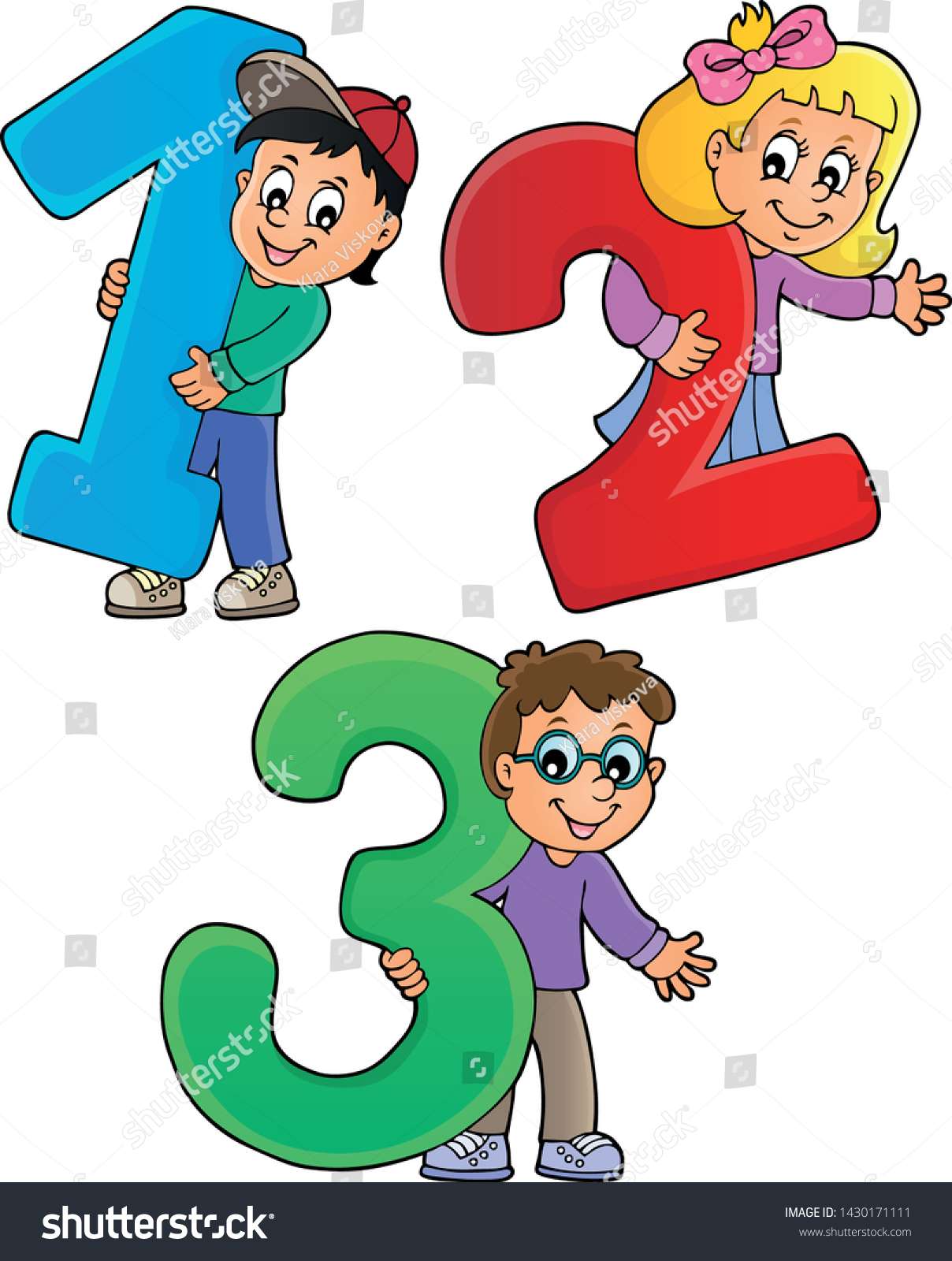 Niños con número tema 1 -: vector de stock (libre de regalías ...