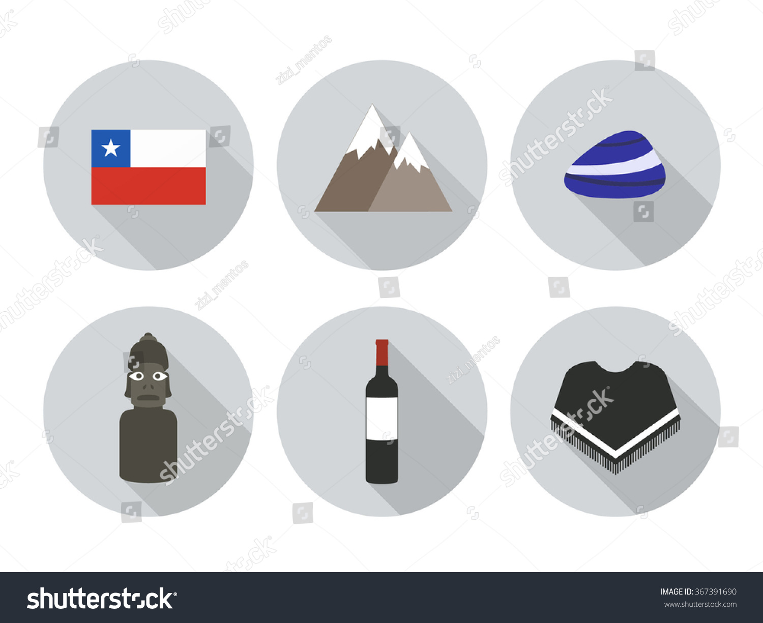 Chile Icons Chilean Theme Vector Illustration Stock Vector (Royalty ...