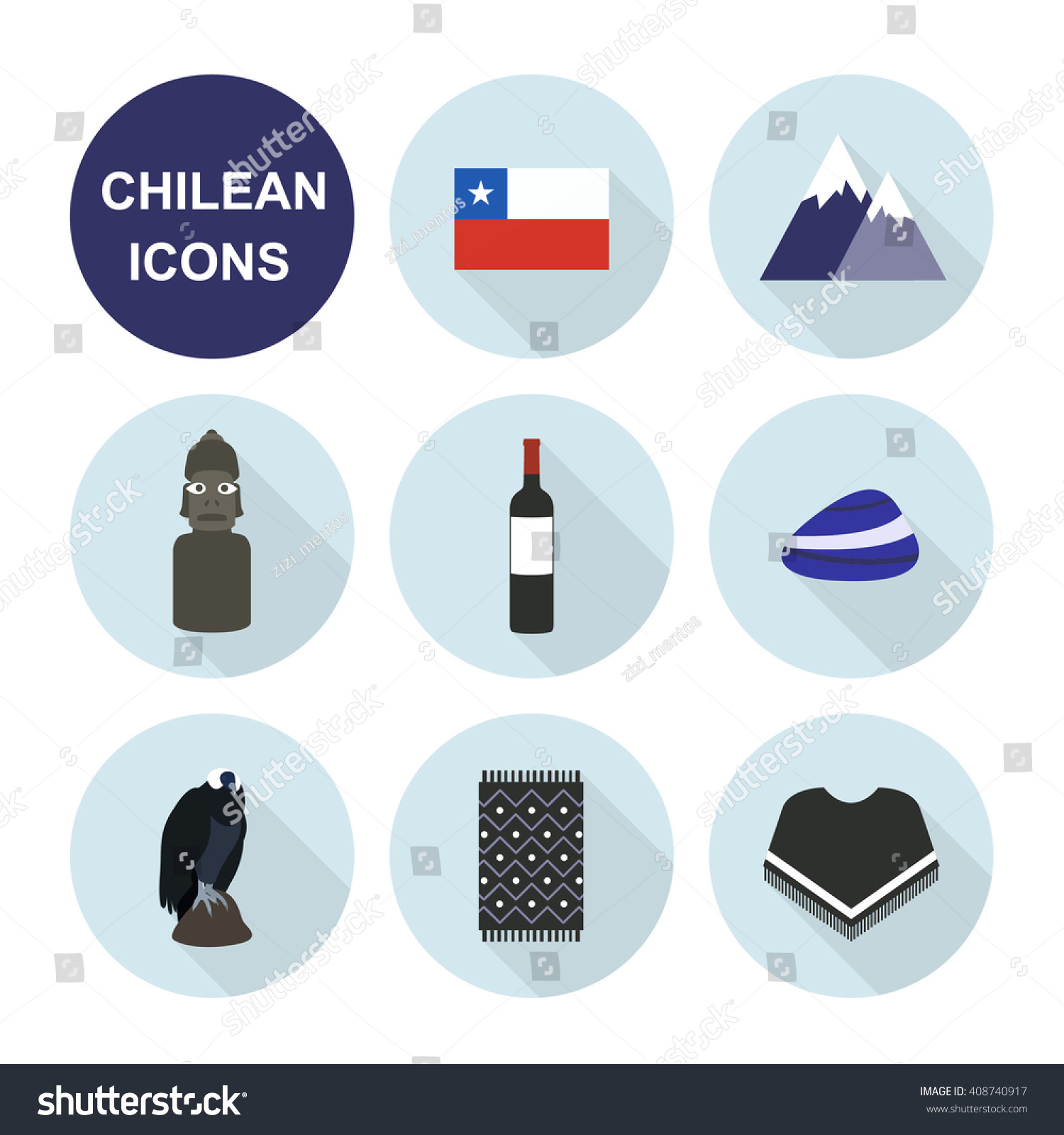 Chile Icons Chilean Theme Vector Illustration Stock Vector (Royalty ...