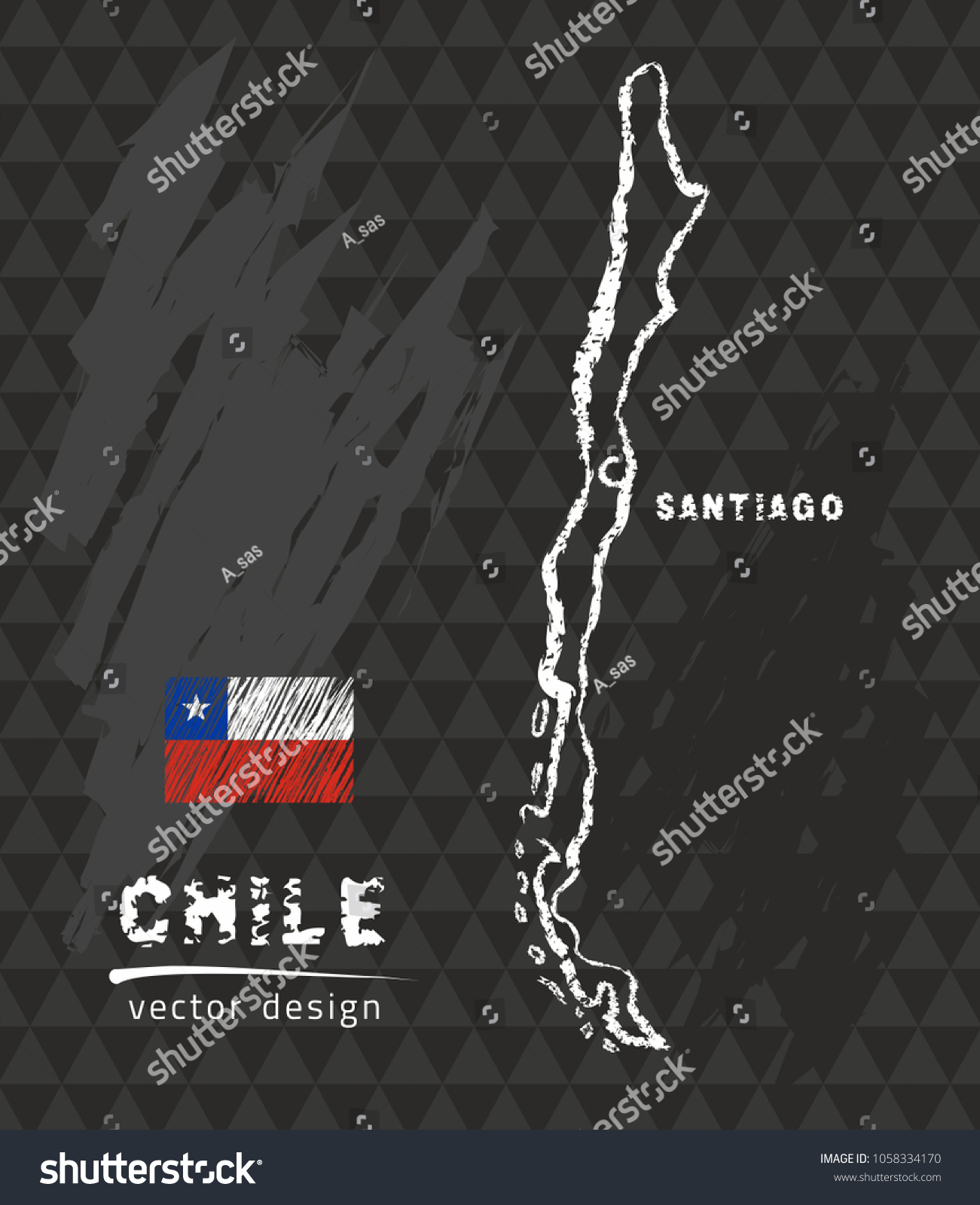 Chile Map Vector Pen Drawing On Stock Vector (Royalty Free) 1058334170