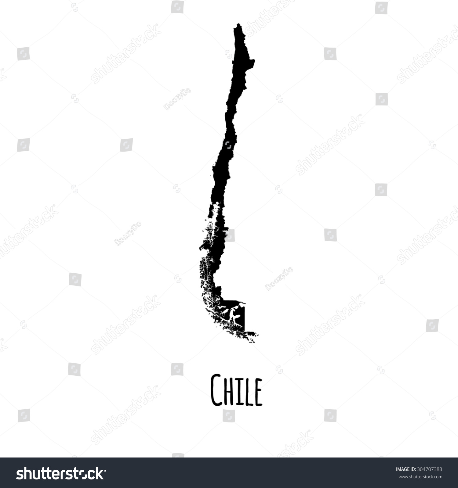 Chile Vector Black Outline Map Caption Stock Vector (Royalty Free ...