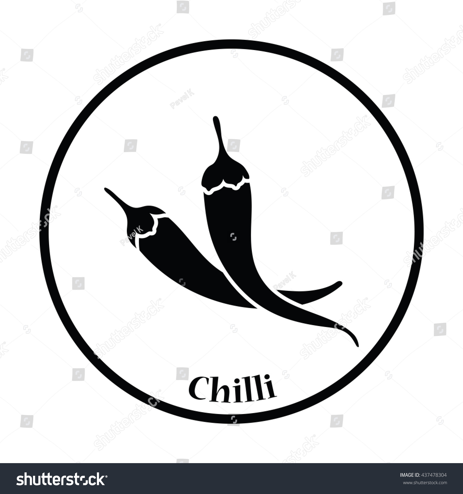 Chili Pepper Icon Thin Circle Design Stock Vector (Royalty Free) 437478304