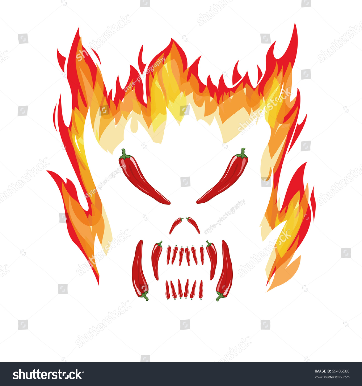 Chilli Abstractly Devil Design On White Stock Vector (Royalty Free ...