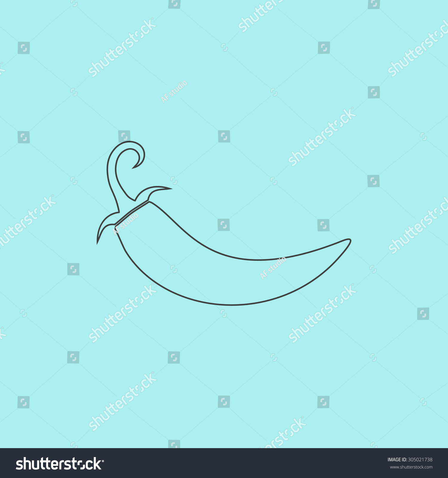 Chilli Pepper Simple Outline Flat Vector Stock Vector (Royalty Free ...