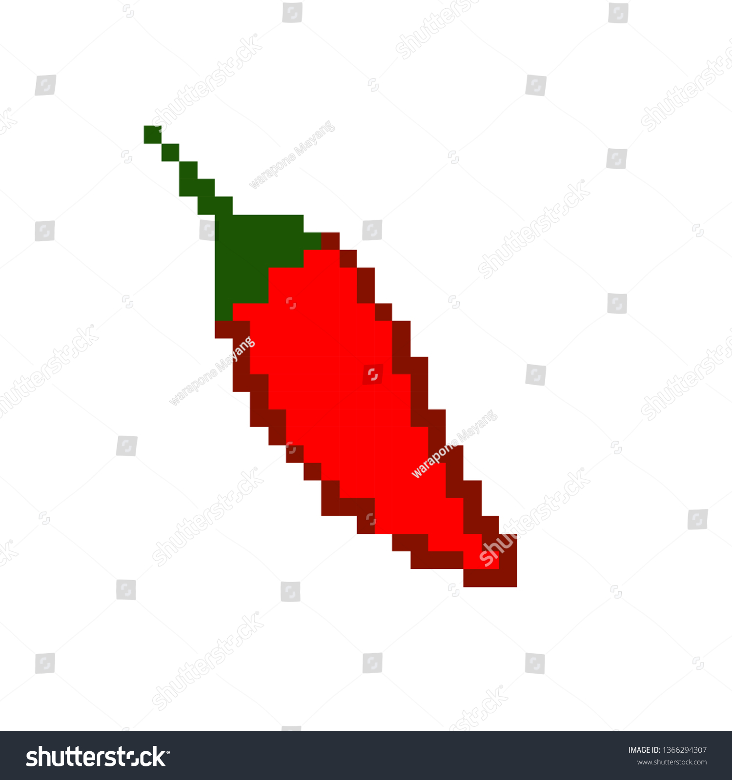 Chilli Pixel Art Stock Vector (Royalty Free) 1366294307