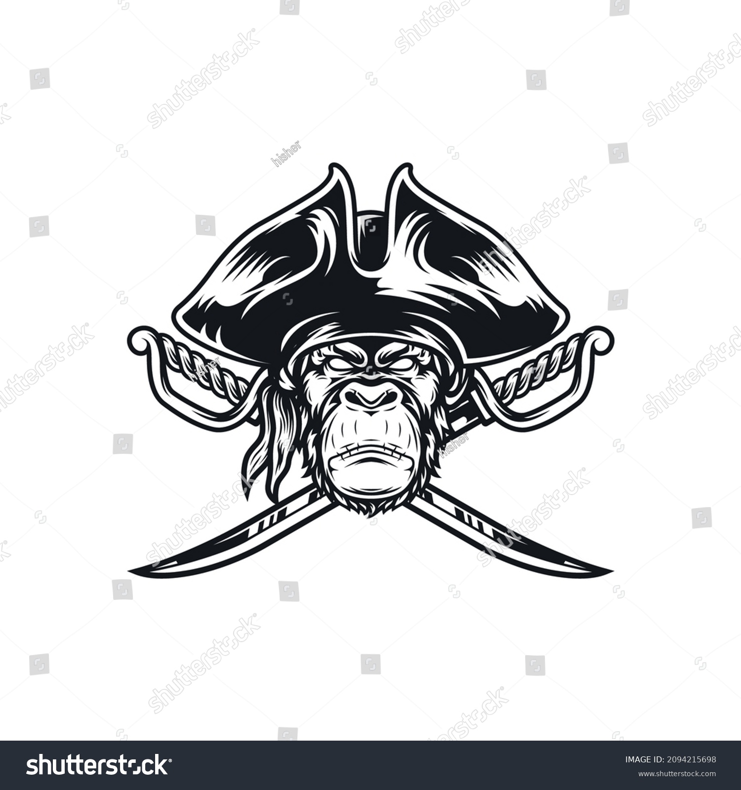 Chimp Head Mascot Logo Design Stock Vector (Royalty Free) 2094215698