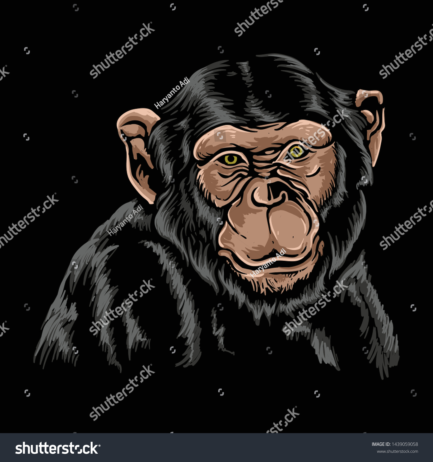 Chimpanzee Monkey Ape Graphic Vector Stock Vector (Royalty Free) 1439059058