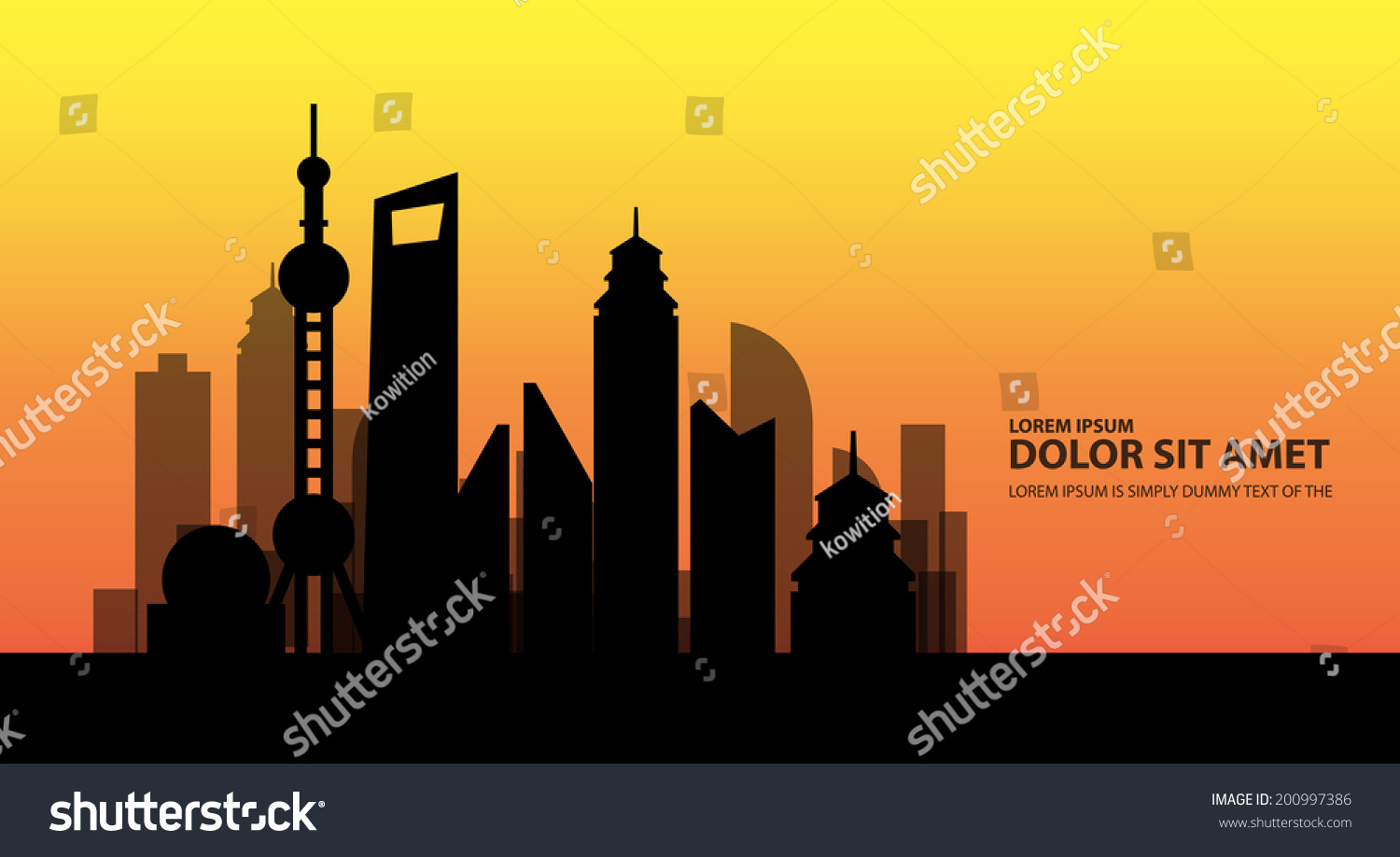 China City Skyline Vector: เวกเตอร์สต็อก (ปลอดค่าลิขสิทธิ์) 200997386 ...