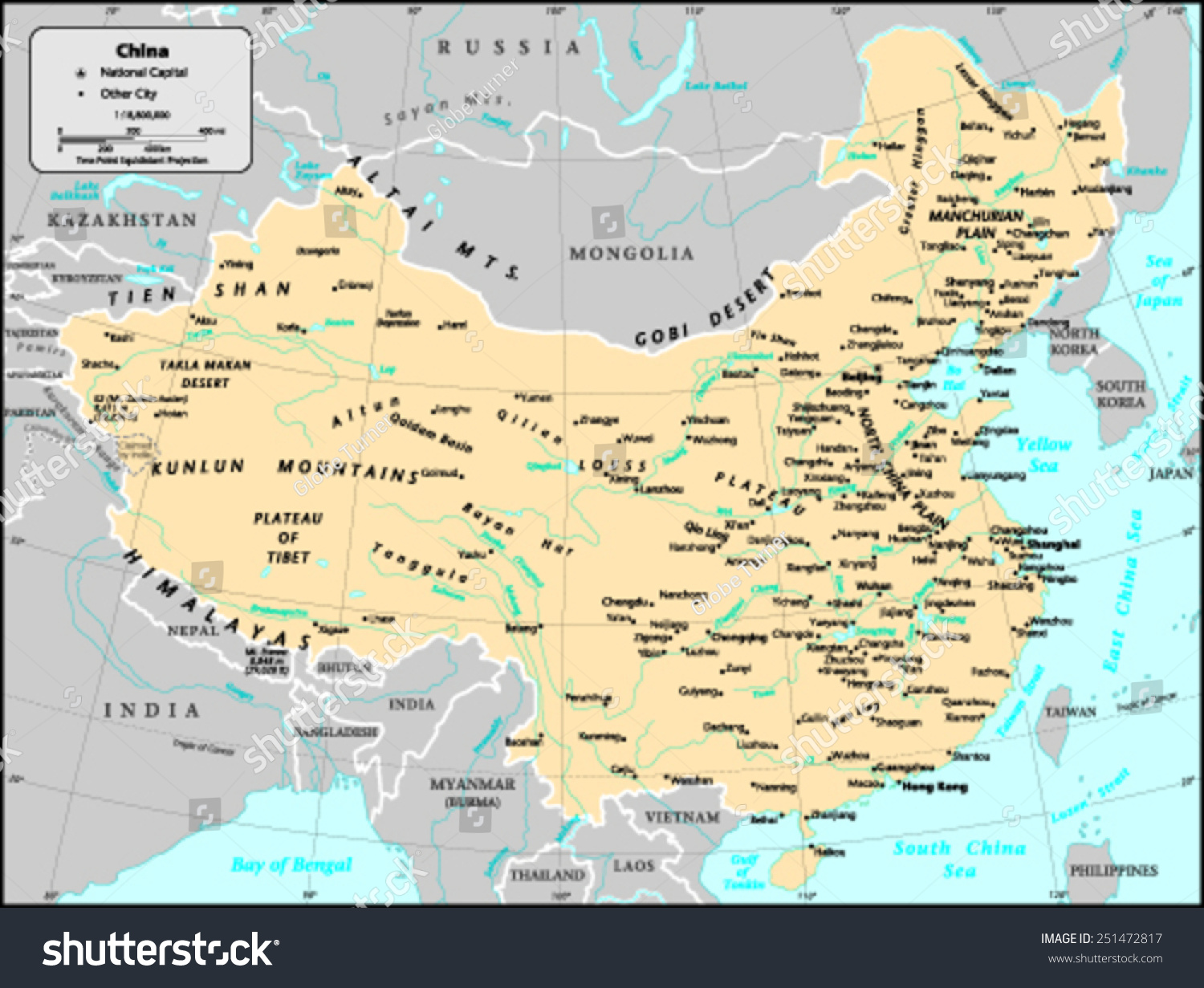 China Country Map Stock Vector (Royalty Free) 251472817