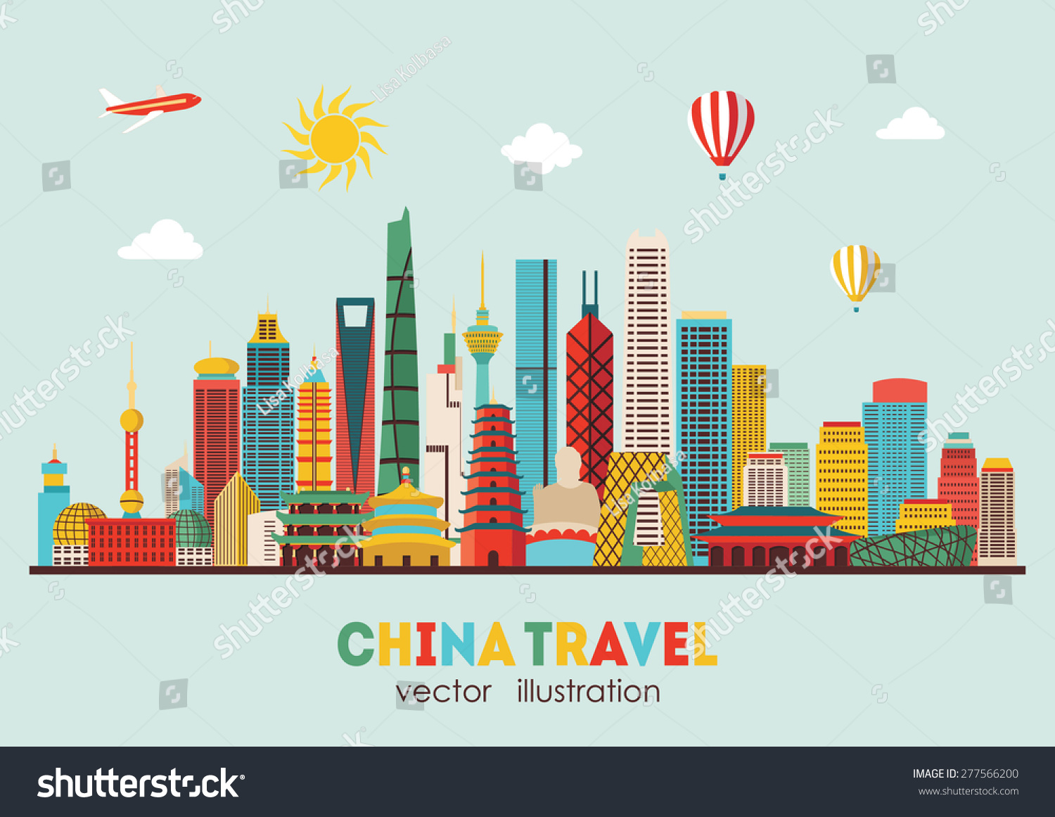China Detailed Skyline Vector Illustration: vector de stock (libre de ... China Detailed Skyline Vector Illustration: vector de stock (libre de ...