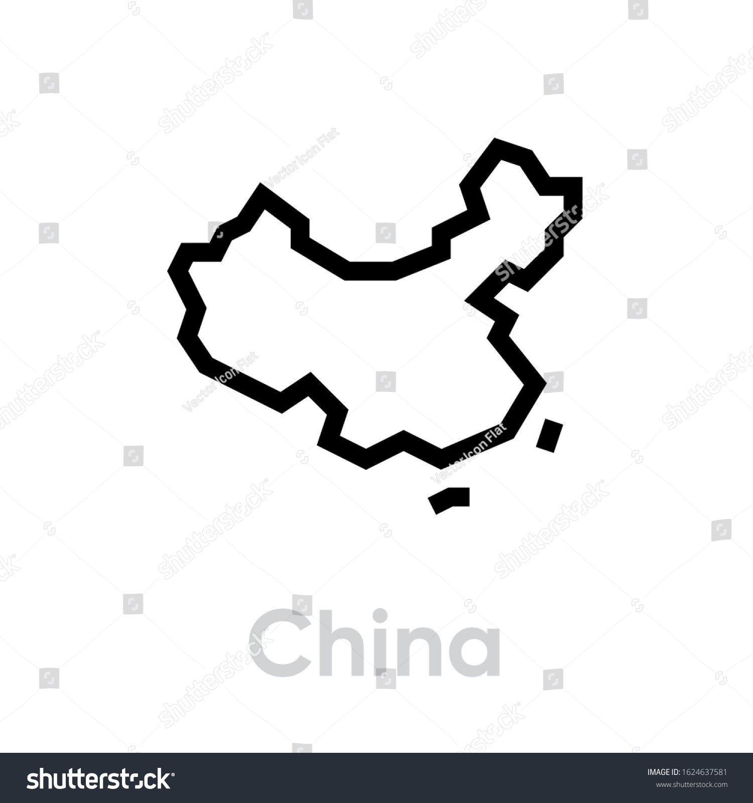 China Map Icon Vector Editable Line: เวกเตอร์สต็อก (ปลอดค่าลิขสิทธิ์ ...
