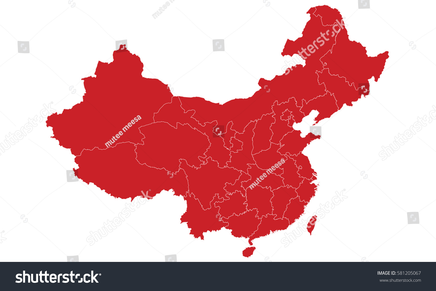 China Map Red Color Stock Vector (Royalty Free) 581205067 | Shutterstock