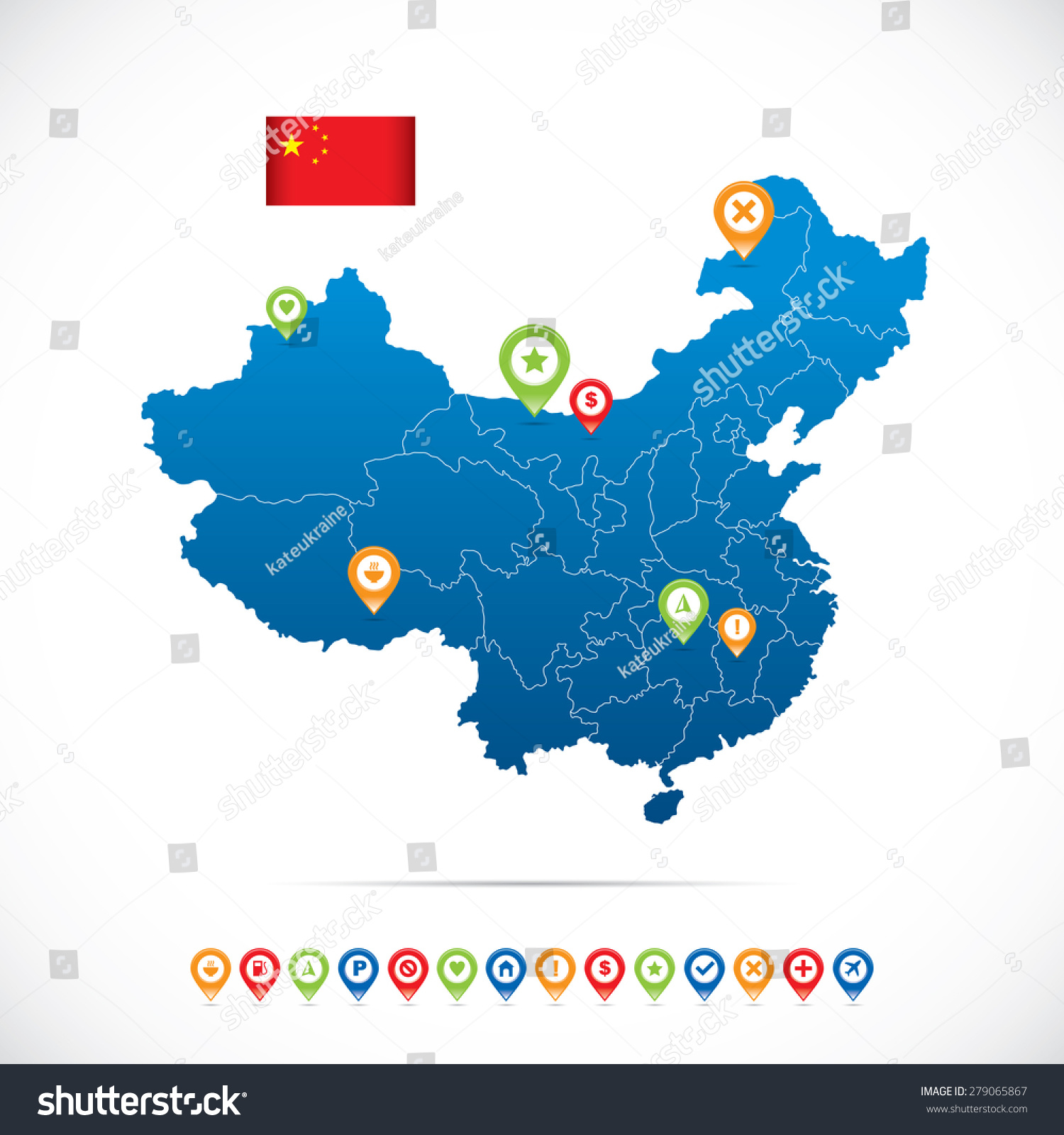 China Map Icons Stock Vector (Royalty Free) 279065867