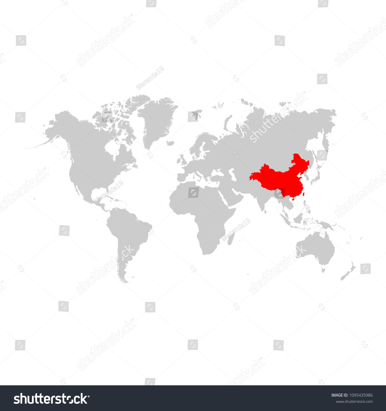 China On World Map Stock Vector (Royalty Free) 1095435986 | Shutterstock