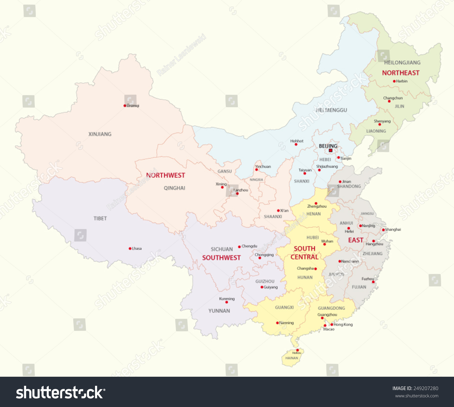 China Regions Map Stock Vector (Royalty Free) 249207280