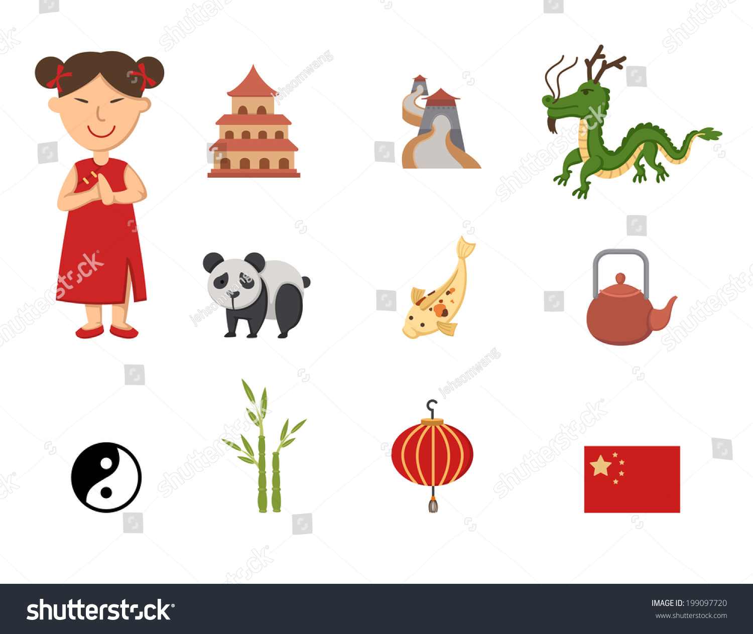 China Symbol Vector Set Stock Vector 199097720 - Shutterstock