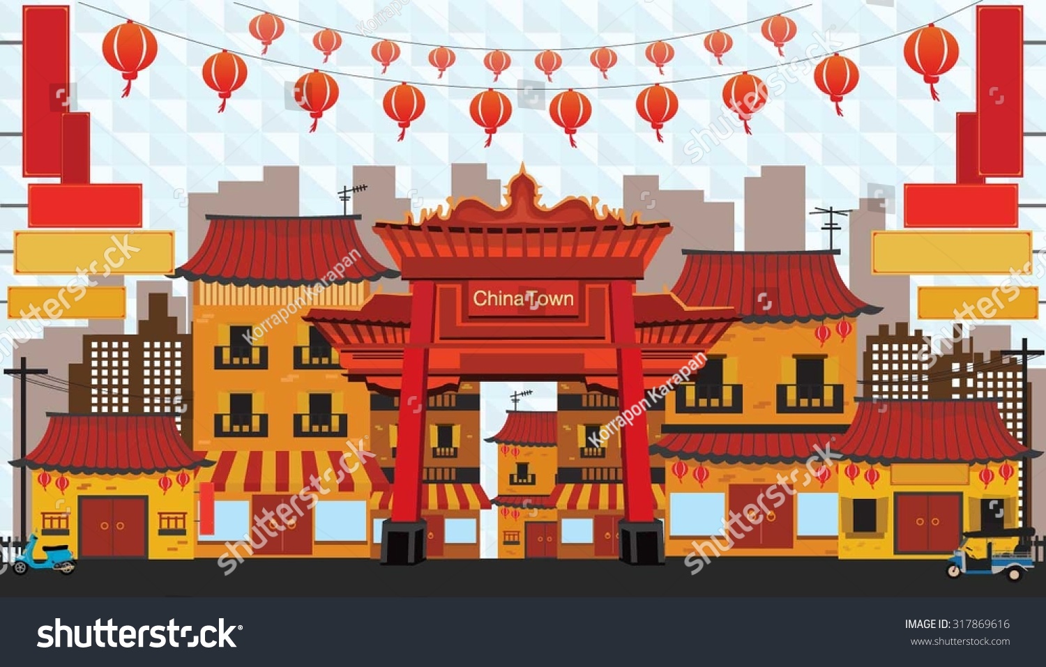 China Town Stock Vector 317869616 - Shutterstock