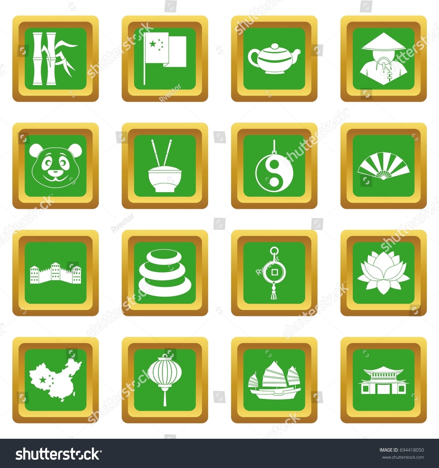 China Travel Symbols Icons Set Green Stock Vector (Royalty Free) 694418050 China Travel Symbols Icons Set Green Stock Vector (Royalty Free) 694418050