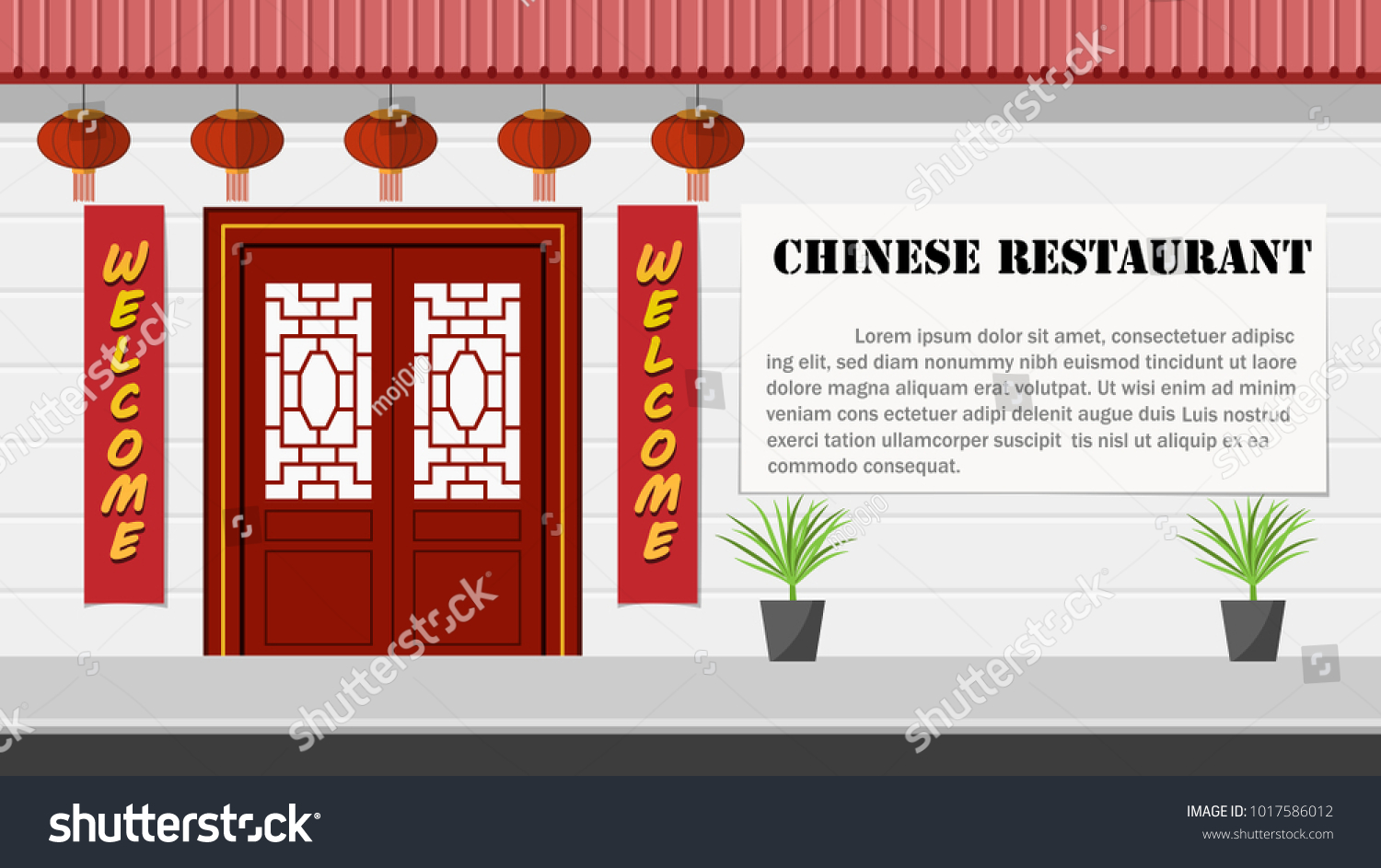 Chinese Architecture Restaurant Front View Vector Stock Vector (Royalty ...