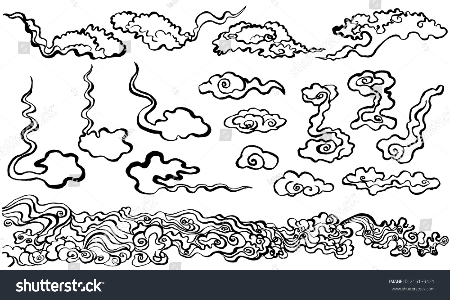 Chinese Cloud Hand Drawn Illustrations Stock Vector (Royalty Free ...