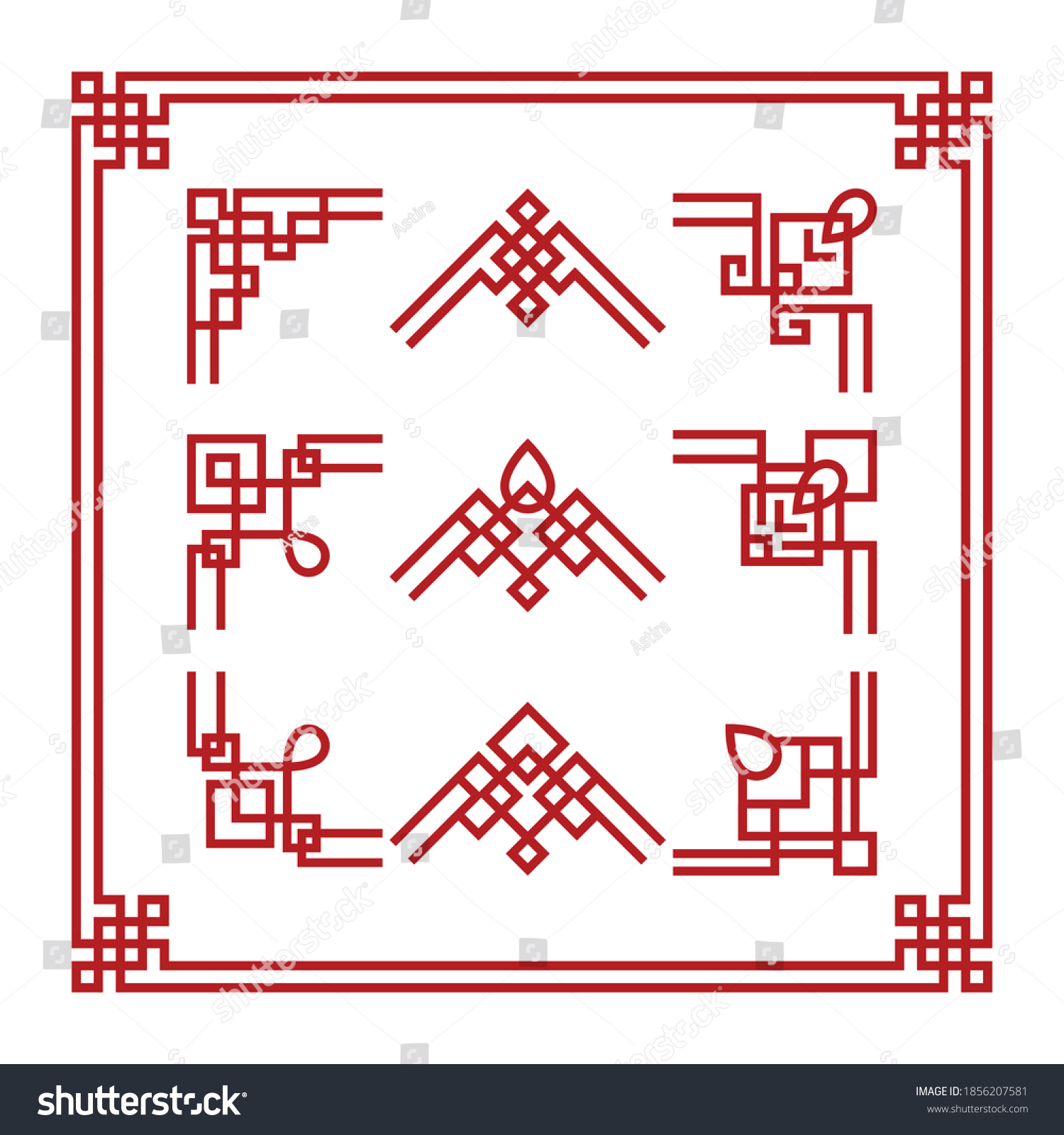 Chinese Corner Border Element Set Different Stock Vector (Royalty Free ...