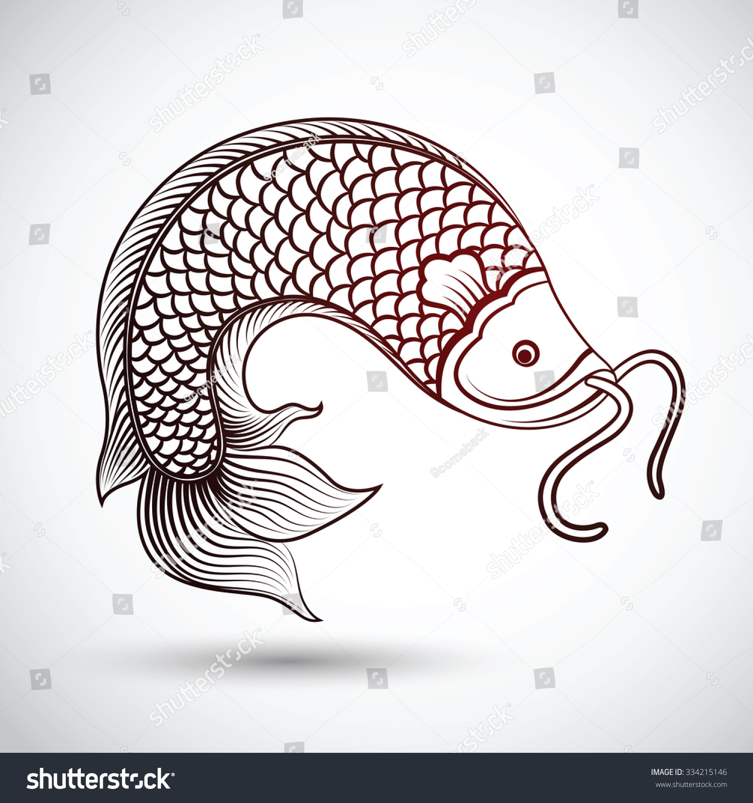 Chinese Fish Art Vector Illustration Stock Vector (Royalty Free) 334215146