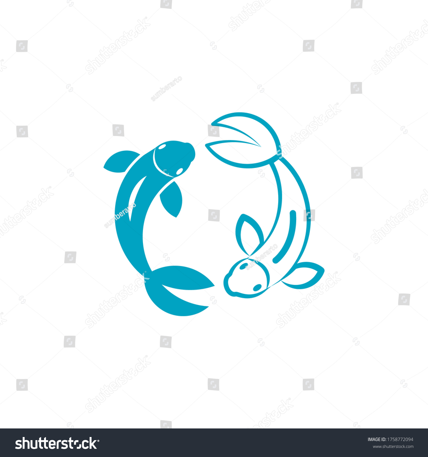 Chinese Fish Icon Vector Template Stock Vector (Royalty Free) 1758772094