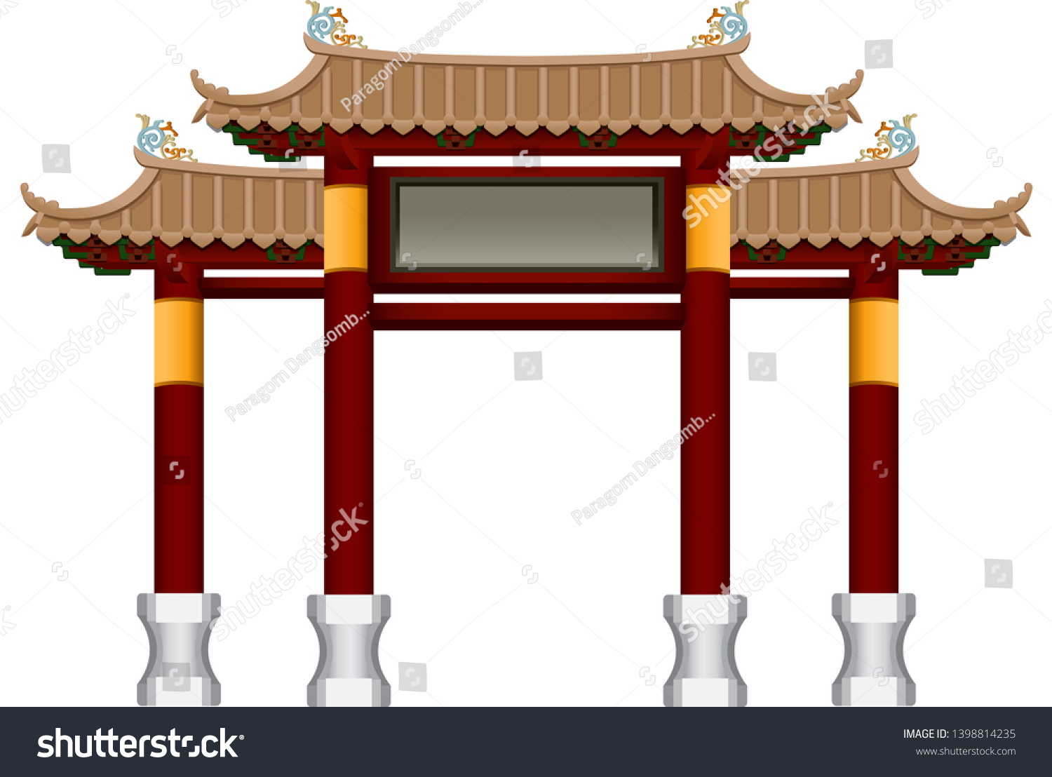 Chinese Gate Architecture Graphic Vector Stock Vector (Royalty Free ...