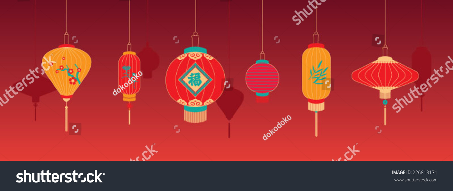 Chinese Lantern Stock Vector (Royalty Free) 226813171 - Shutterstock