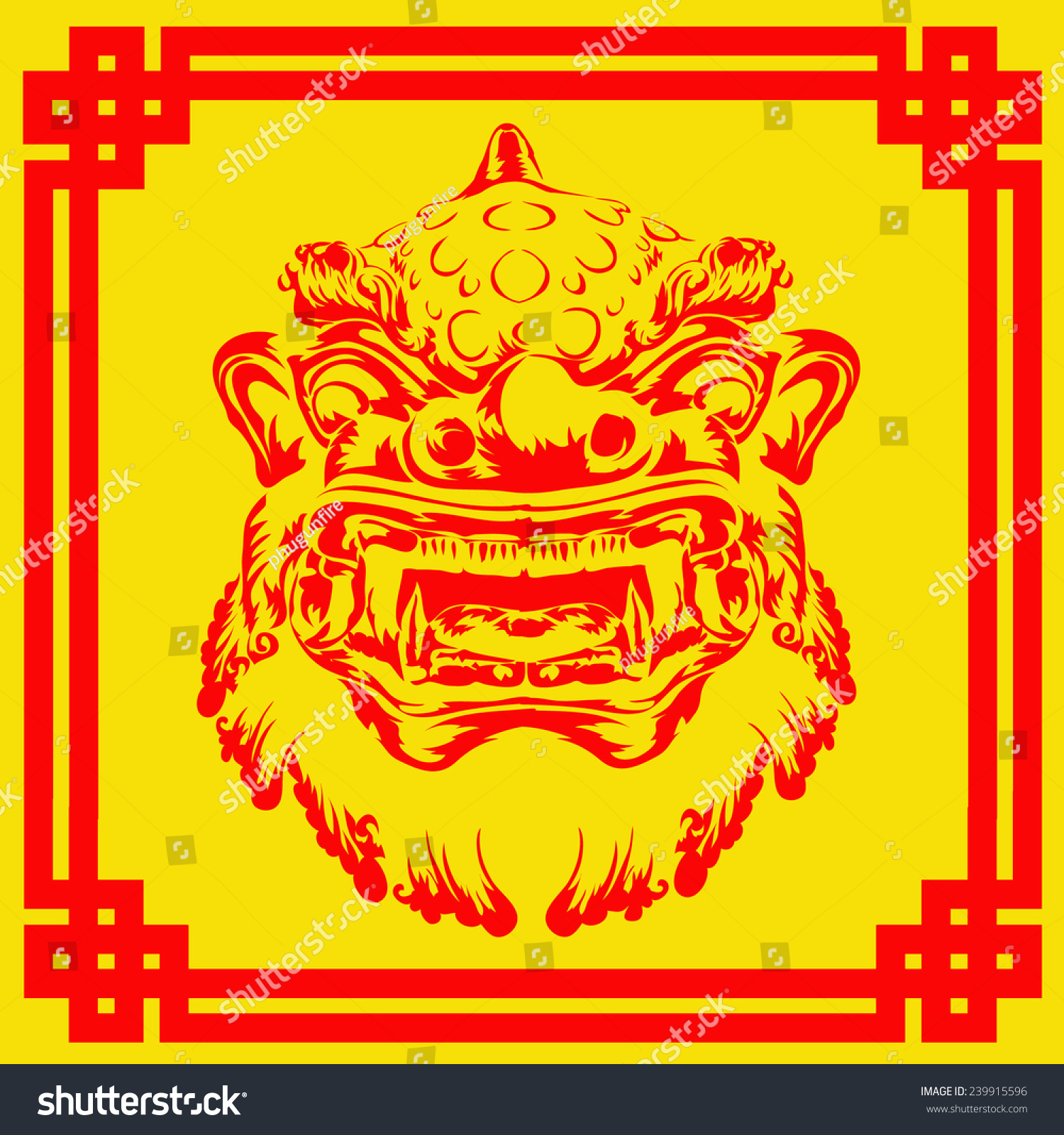 Chinese Lion Vector: vector de stock (libre de regalías) 239915596 ...