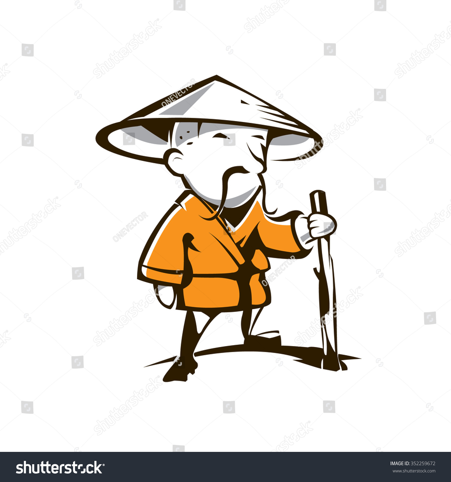 Chinese Monk Stock Vector (Royalty Free) 352259672