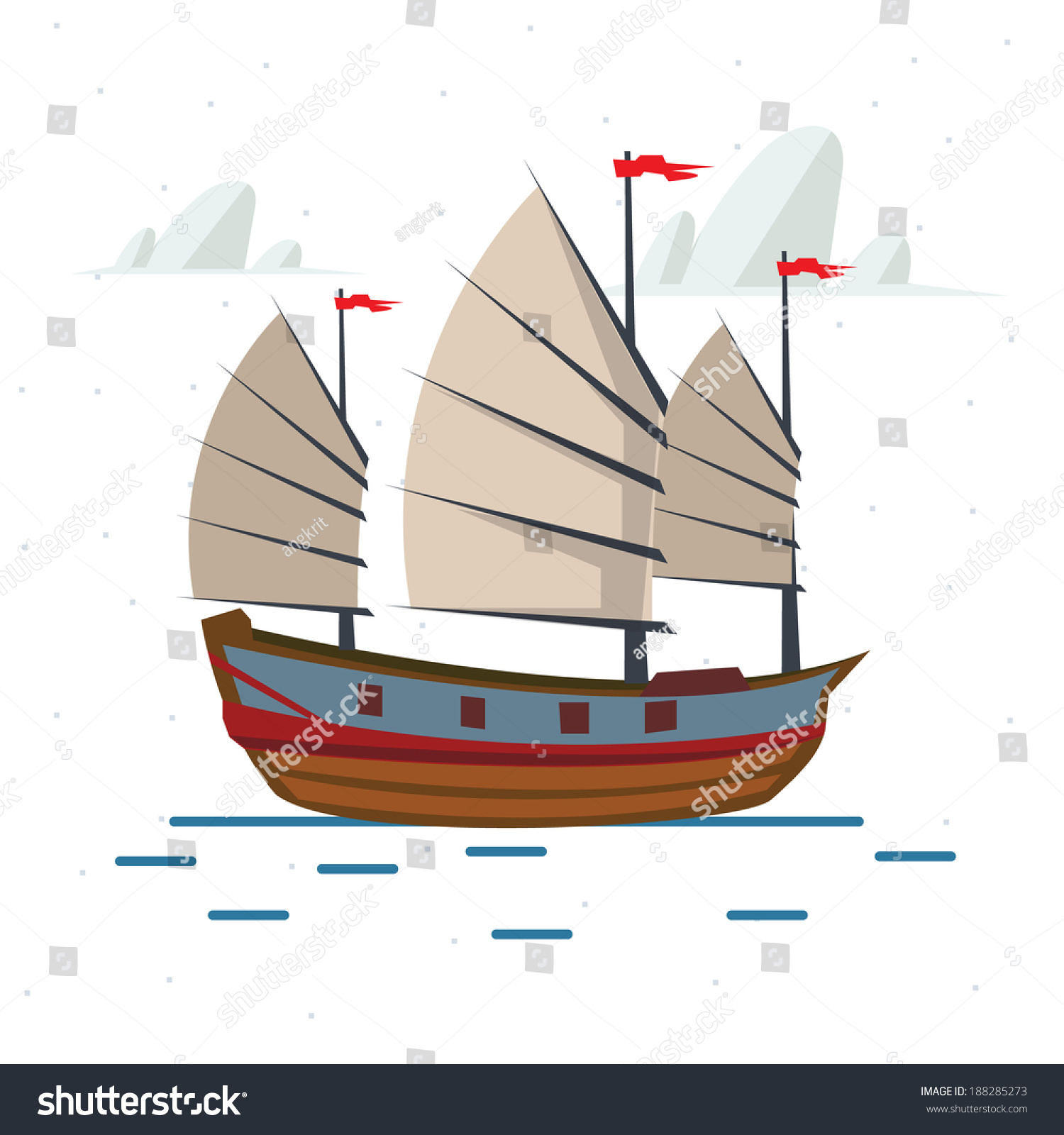 Chinese Ship Vector Illustration Stock Vector (Royalty Free) 188285273