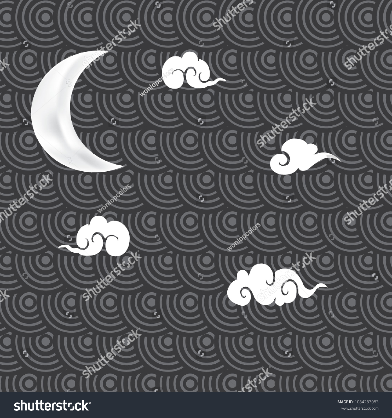 Chinese Traditional Clouds Moon Pattern Stock Vector (Royalty Free ...
