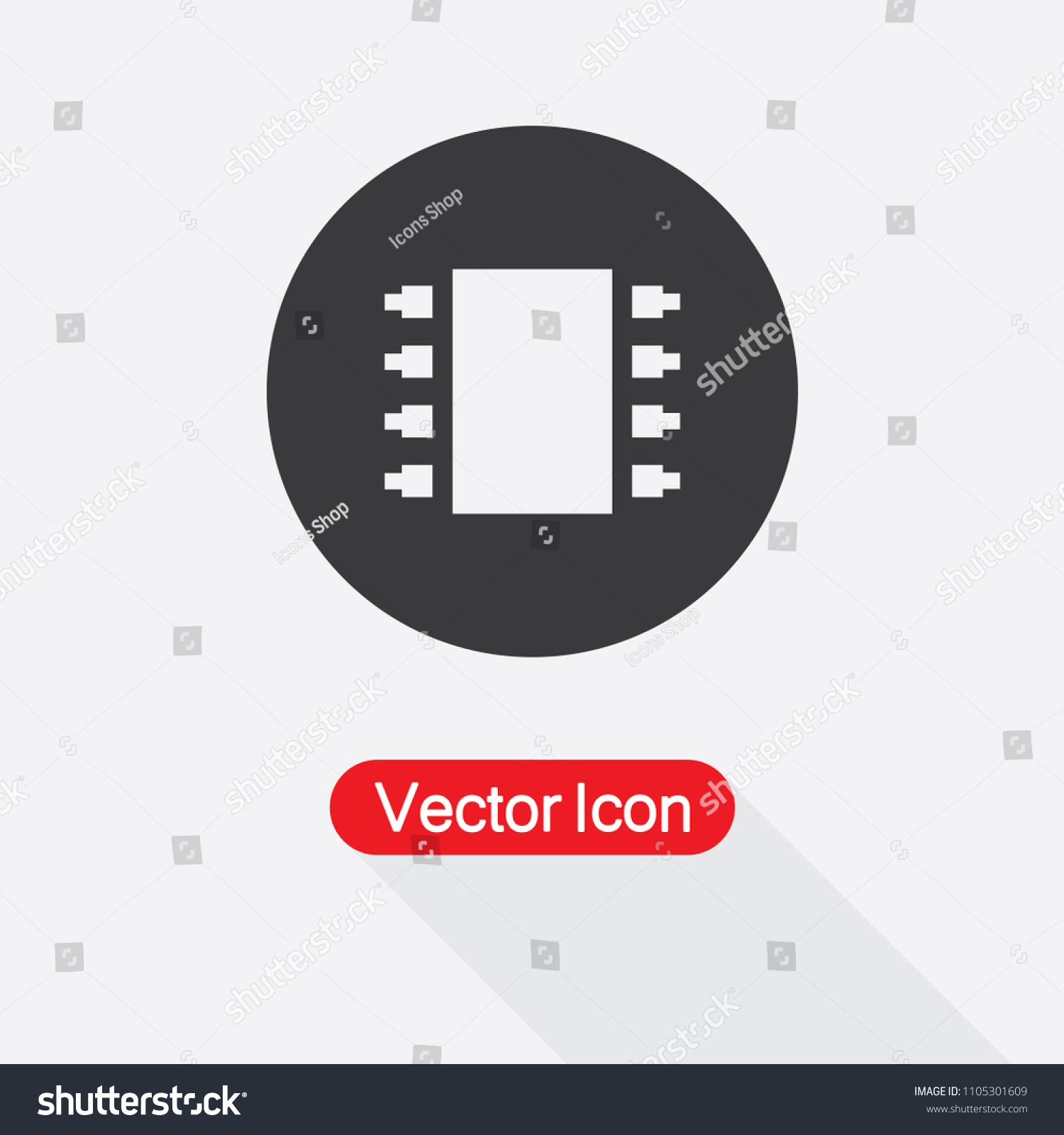 Chip Icon Circle Cpu Icon Vector Stock Vector (Royalty Free) 1105301609 ...