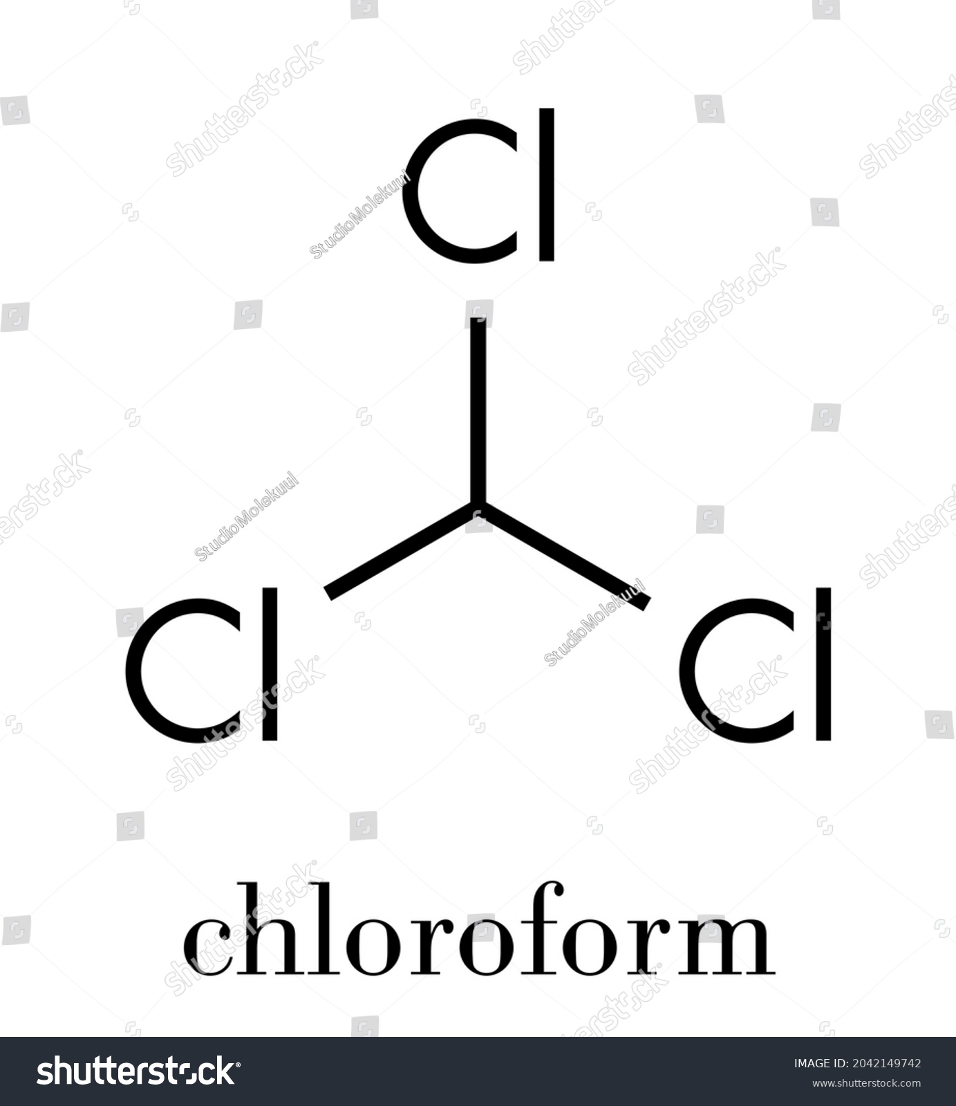 molécule de solvant de chloroforme. Formule : image vectorielle de ...