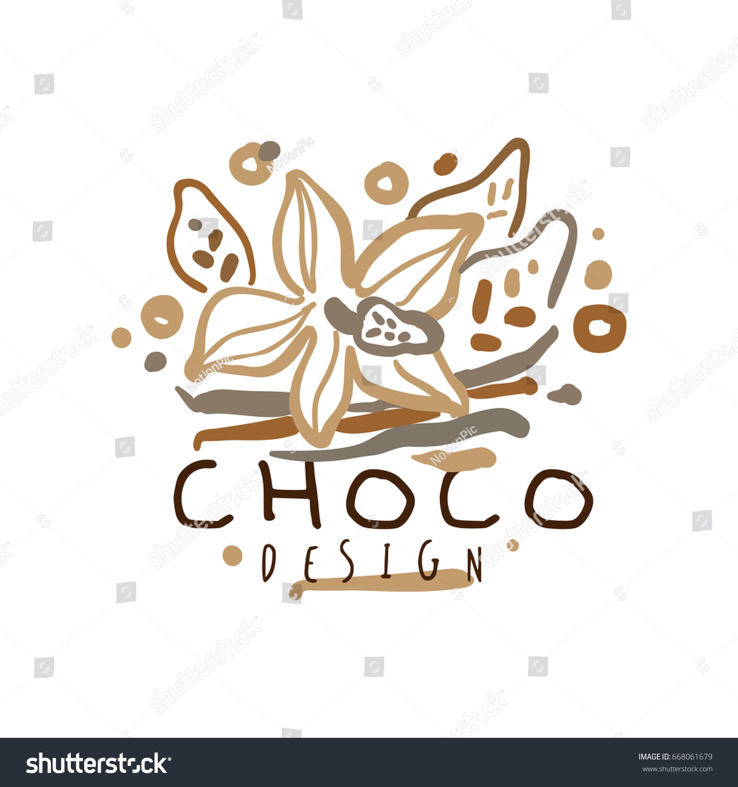 Choco Label Hand Drawn Vector Illustration Stock Vector (Royalty Free ...