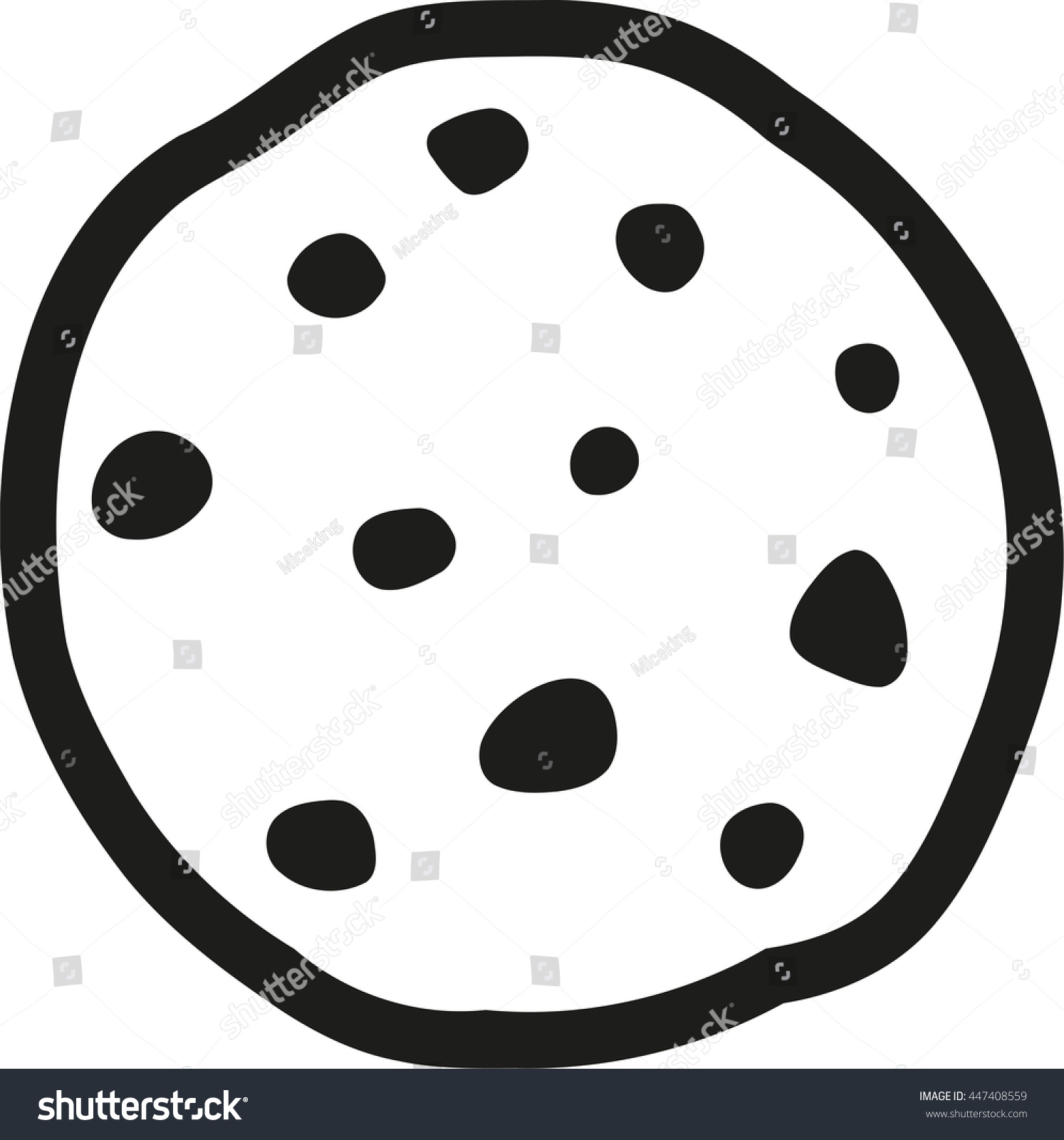 Chocolate Chip Cookie Outline Stock Vector (Royalty Free) 447408559