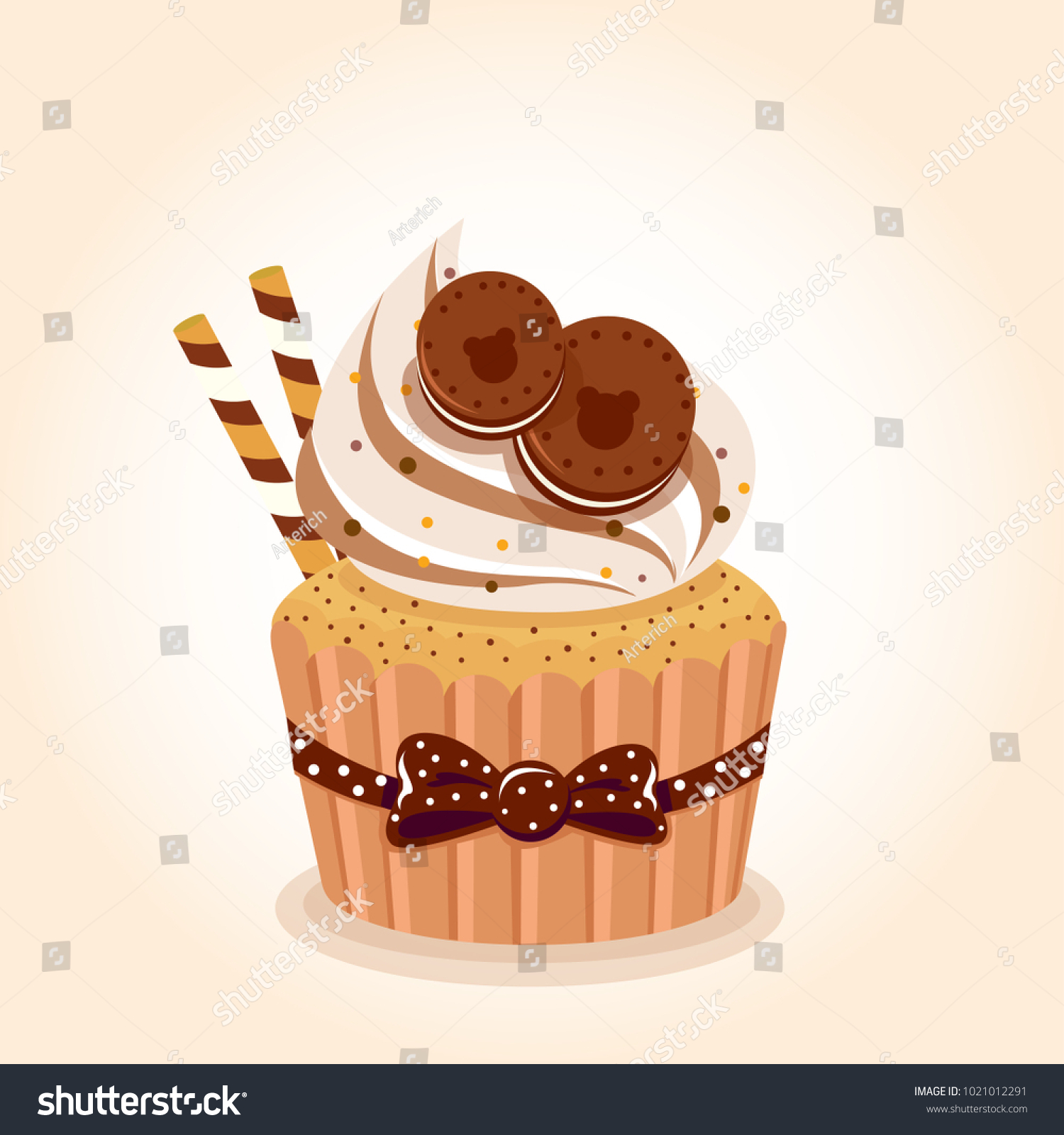 Chocolate Cupcake Brown Stock Vector (Royalty Free) 1021012291