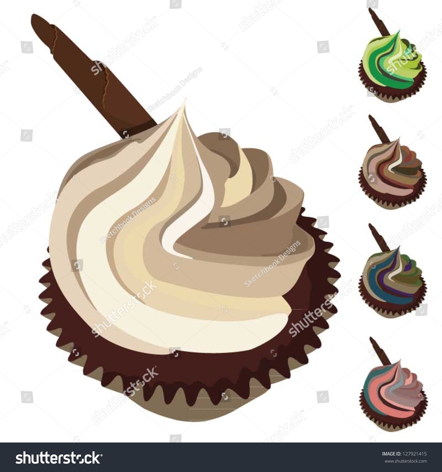 Chocolate Cupcake Top View Vector Stock Vector (Royalty Free) 127921415