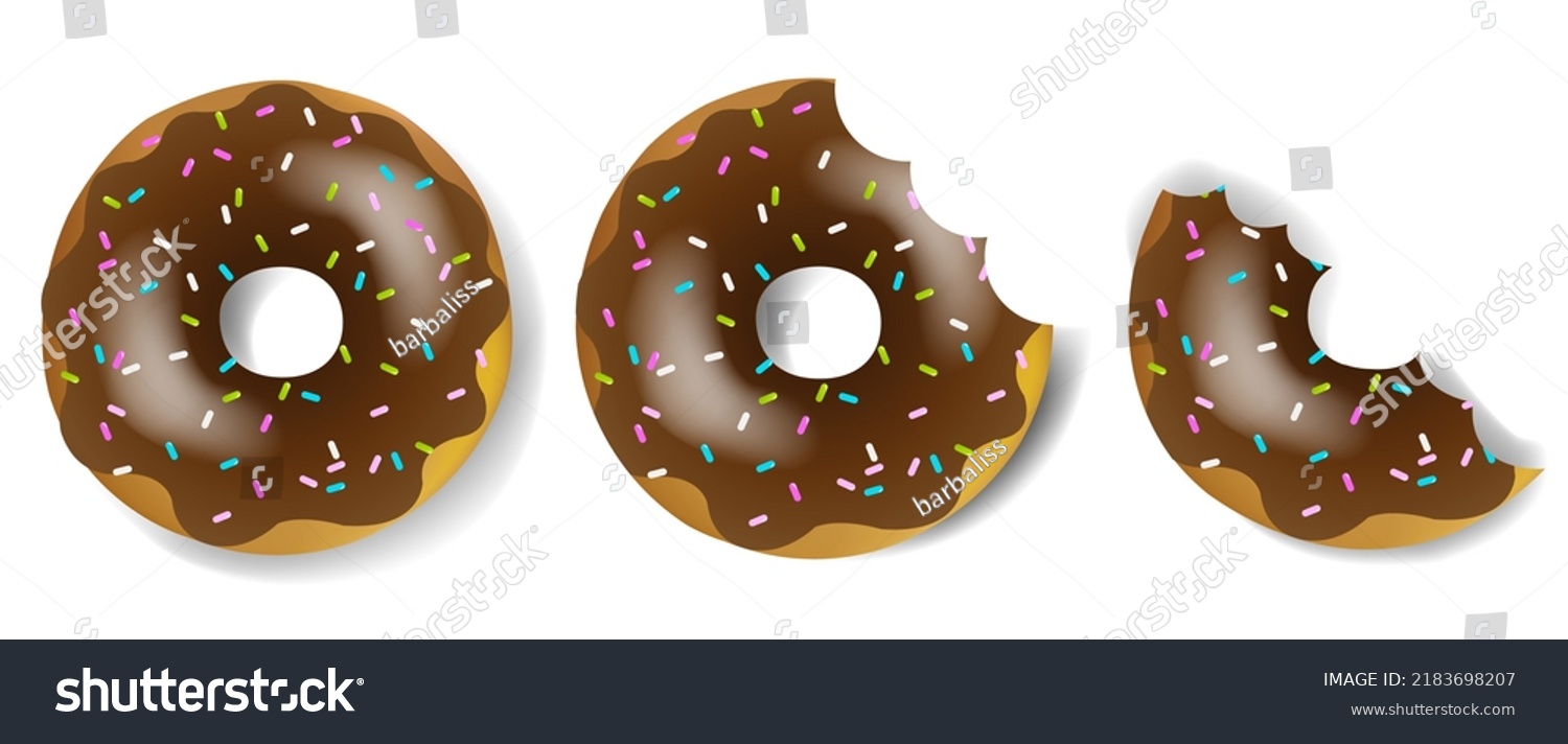 Chocolate Donuts Isolated White Background Gradient Stock Vector ...