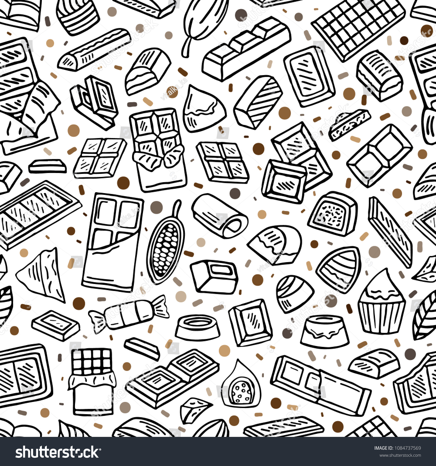 Chocolate Doodle Seamless Background Stock Vector (Royalty Free ...