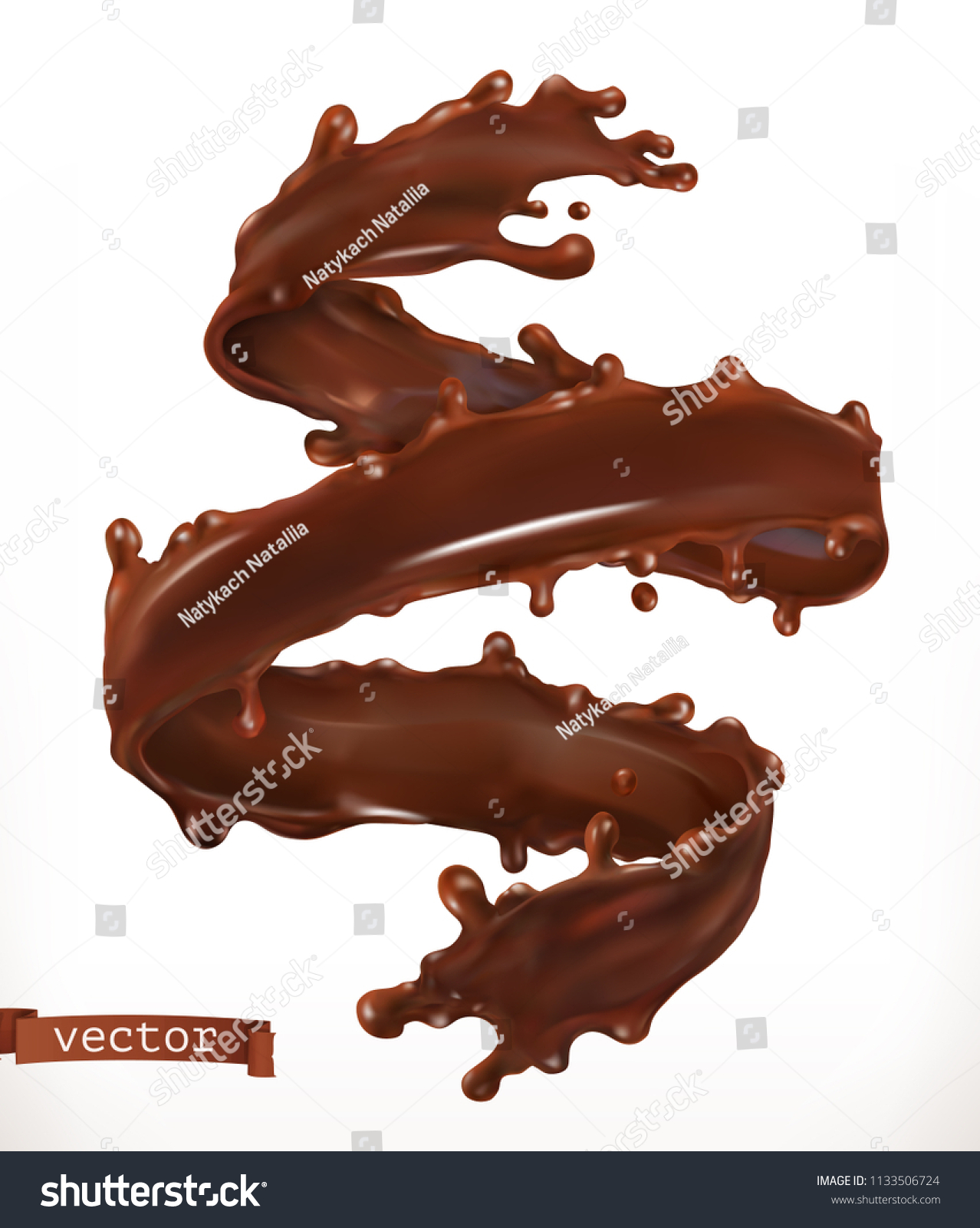 Chocolate Splash 3d Realistic Vector Stock Vector (Royalty Free) 1133506724