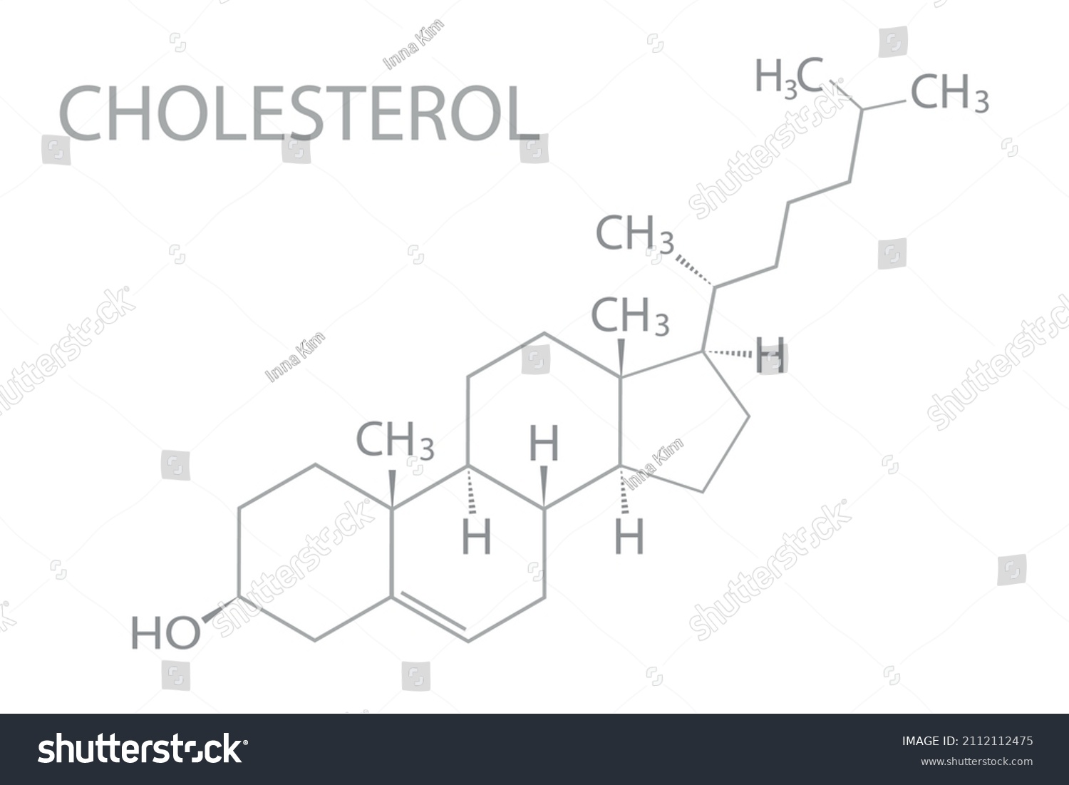 Fórmula química estructural del colesterol. Ilustración: vector de ...